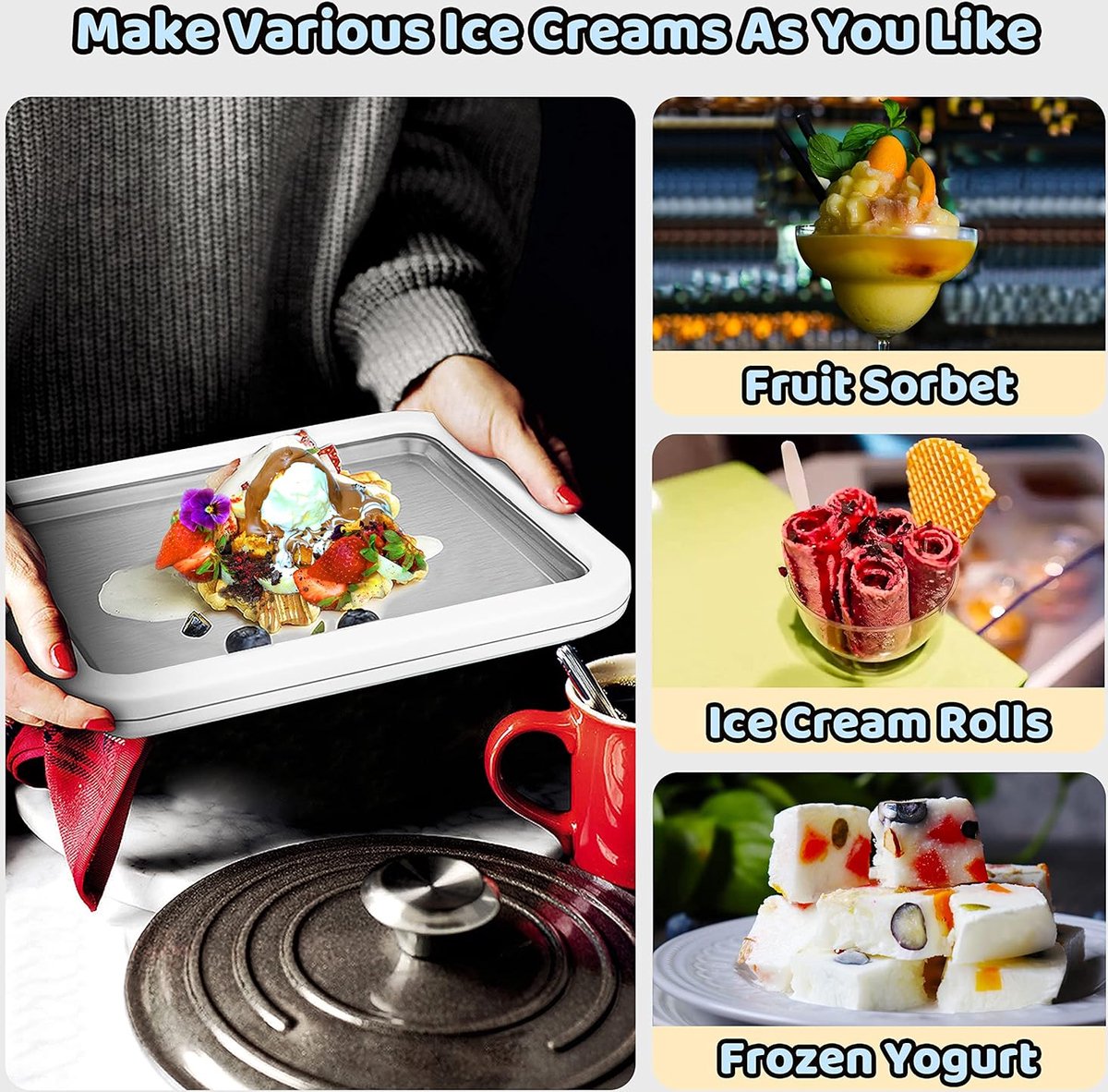 ijsplaat voor het maken van ijs, gerolde ijsmachine, ijsplaat voor ...