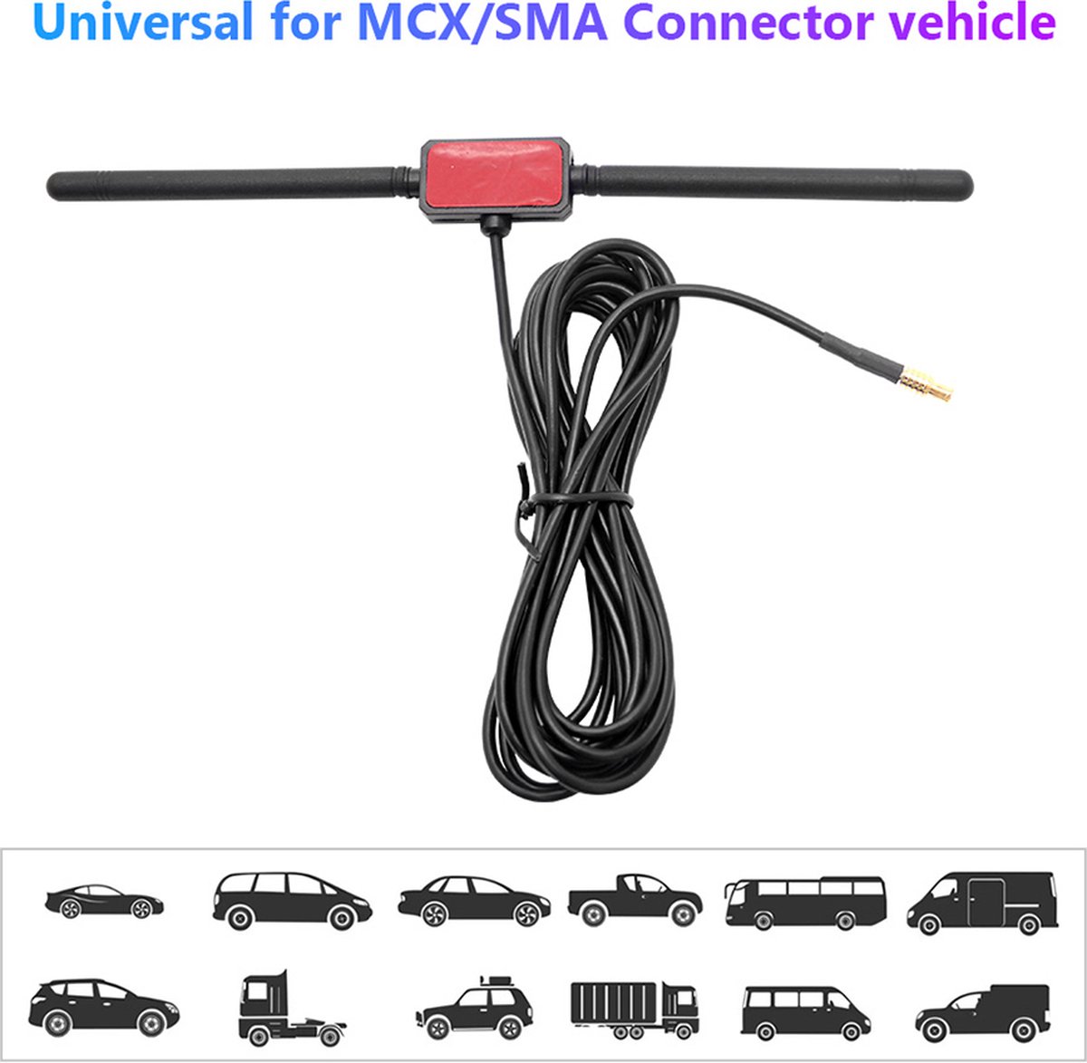 Universele DAB/DAB+ Antenne voor Auto - MCX Aansluiting - Raam montage ...