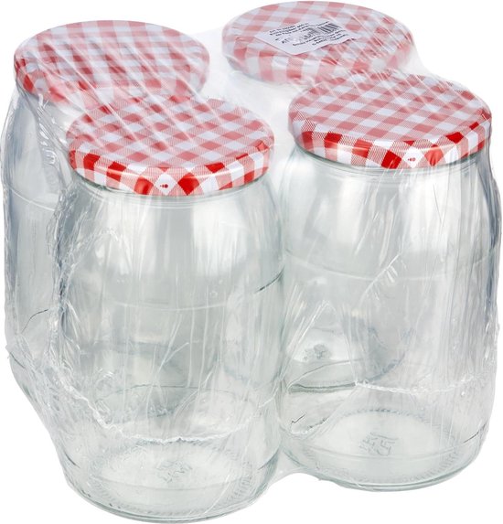 Set van 4 weckpotten 900 ml met stickers | bol