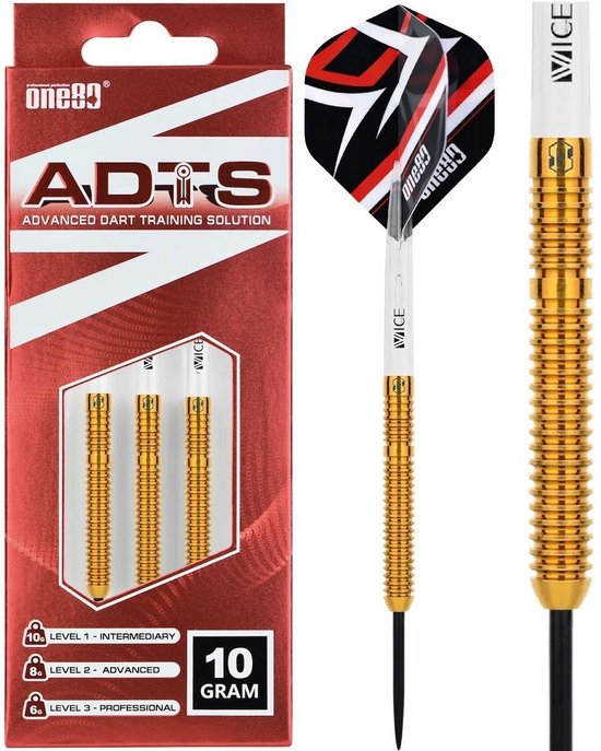 ONE80 Training Darts ADTS Brass - Dartpijlen 8 Gram | bol