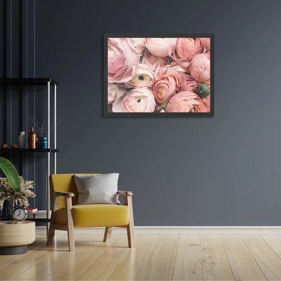 Poster Roze Rozen Boeket Rechthoek Horizontaal Met Lijst M (40 X 30 CM ...