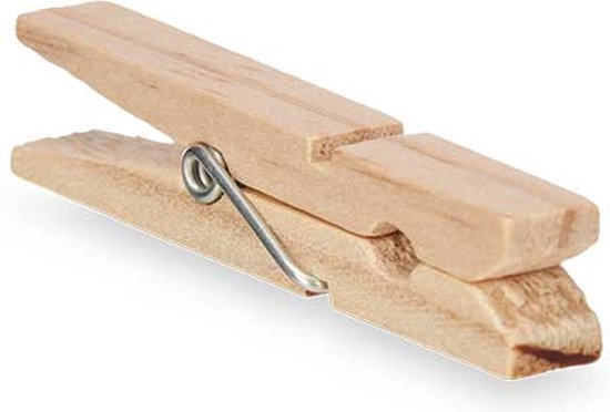 Wasknijpers mandje met ophanghaak - wit - gevuld met 96x houten ...