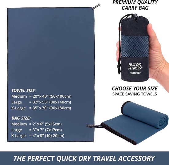 Microvezel handdoek. Sneldrogend - Compact - Absorberend - Lichtgewicht ...