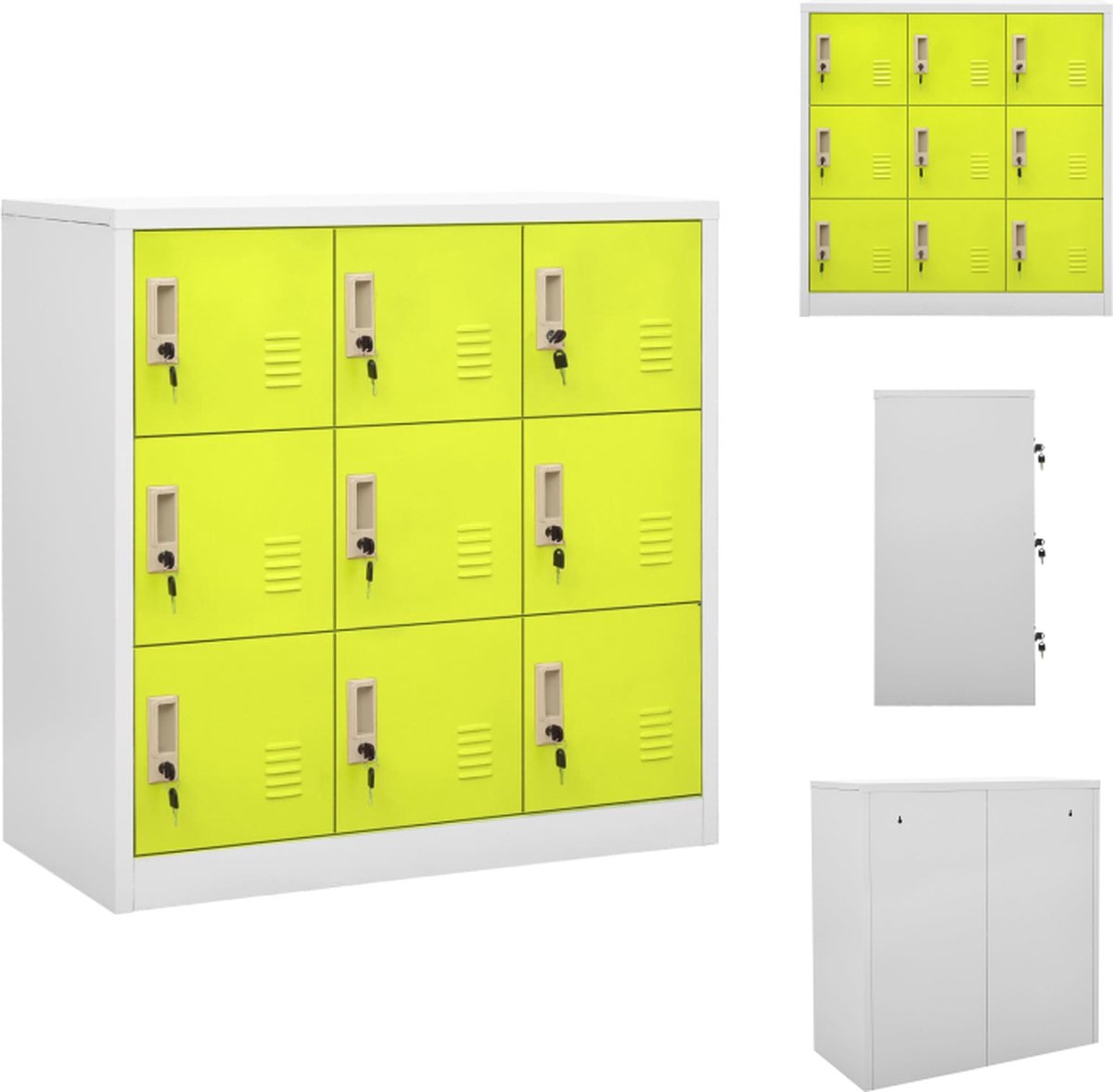 vidaXL Lockerkast - Staal - 90 x 45 x 92.5 cm - 9 lockers - Lichtgrijs ...