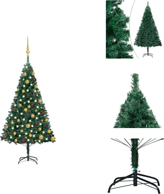 vidaXL Kunstkerstboom - Royal Pine - 120 cm - LED verlichting - Groen - Decoratieve... | bol