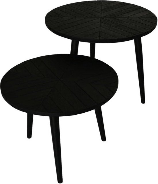 Bijzettafel - Bijzettafel Metaal met Hout - Bijzettafeltje - Set van 2 ...
