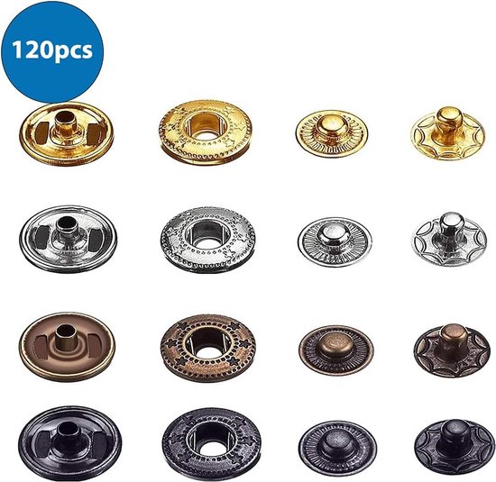 120x - Verschillende Kleuren Knopen Set incl Gaten Tang/Pons en Hamer | bol