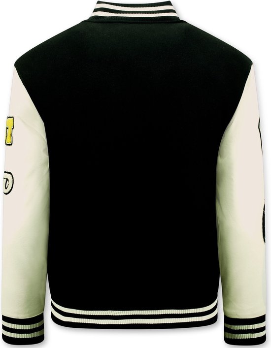 Vintage Varsity Baseball Jacket Oversized Heren - 7086 - Zwart | bol.