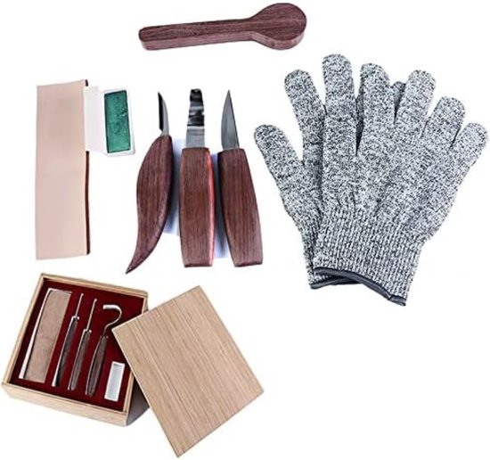 Houtsnijset - Houtsnijden - Houtsnijmes - Lepelmes - Set 8 Stuks met ...