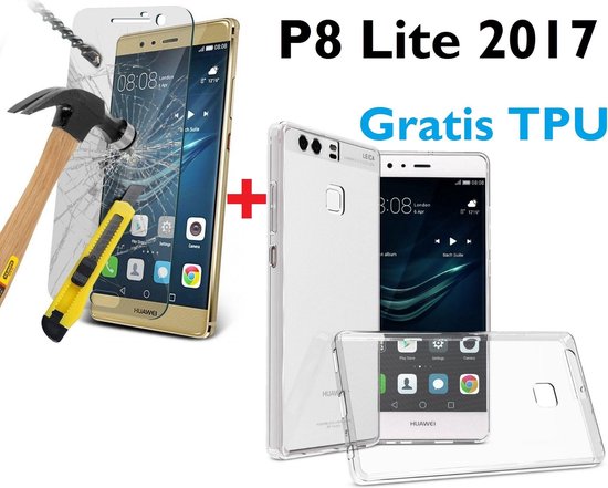 Huawei P8 Lite 2017 ultra dunne transparant cover + screen protector ...