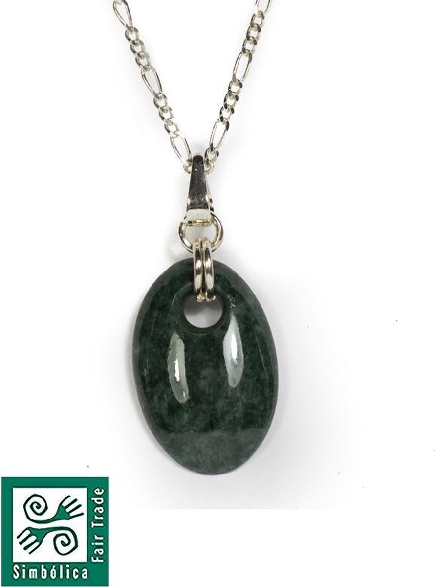 Jade hanger donkergroen - aan zilveren ketting | bol.com