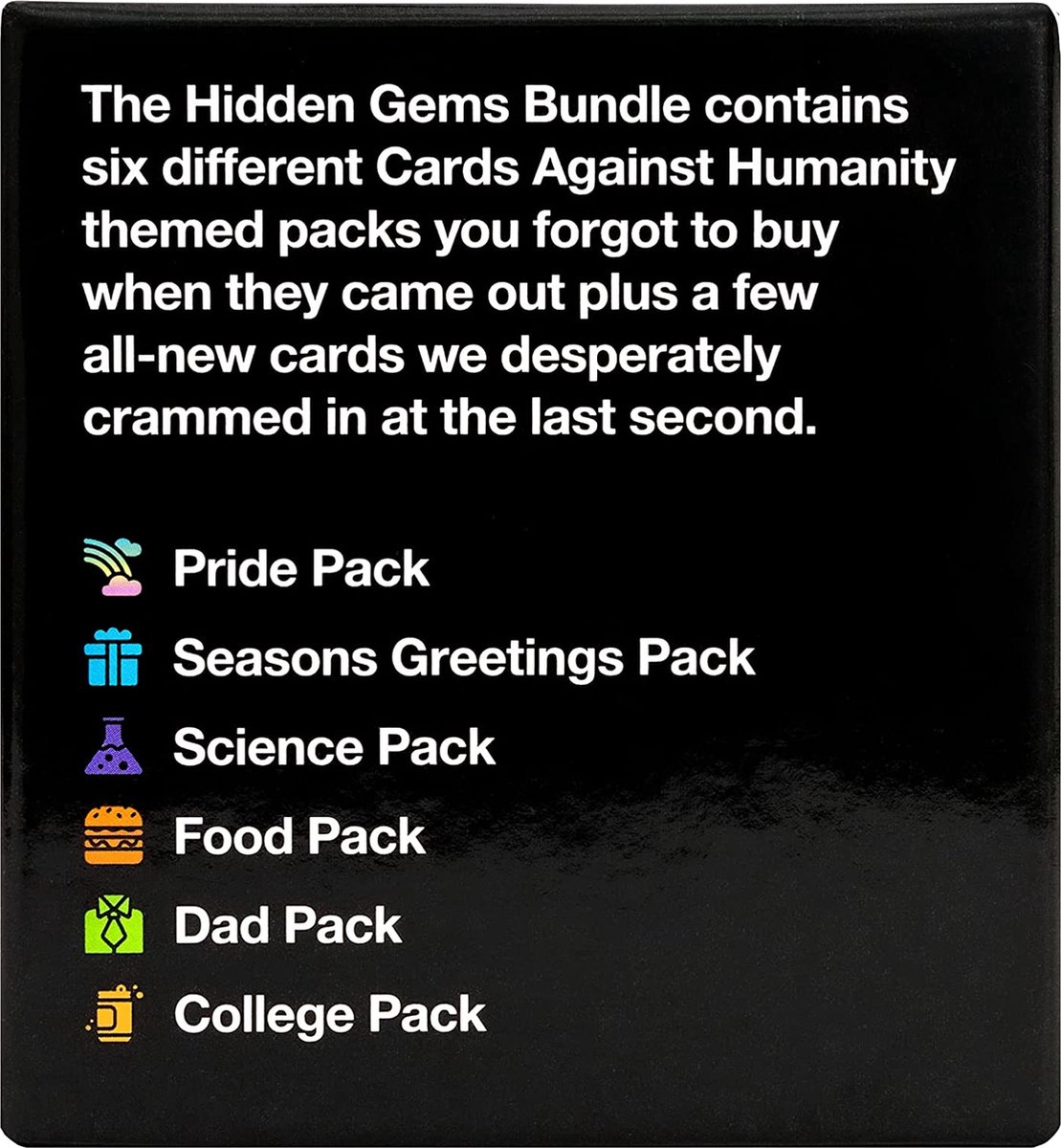 Cards Against Humanity Hidden Gems Bundle 6 Themed Packs + 10 All-new ...