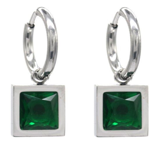 Oorbellen - Oorringen 12 mm - RVS - Zilverkleurig en Groen | bol