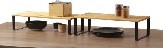 Five® Bamboe rekje keukenkast - Zwart - Stapelbaar & Uitschuifbaar ...