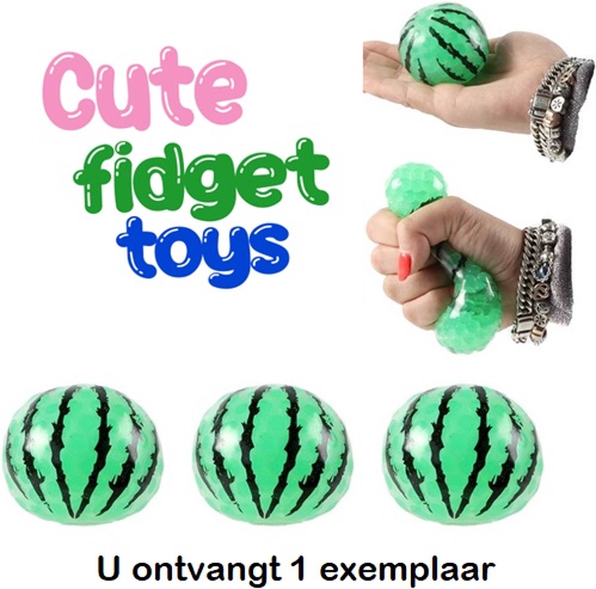 Watermeloen stressbal - 7 cm - Stressbal voor de hand - 1 exemplaar ...