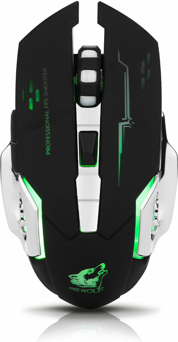 Draadloos gaming muis, ergonomisch ontwerp, stille klik, lichtgevende ...