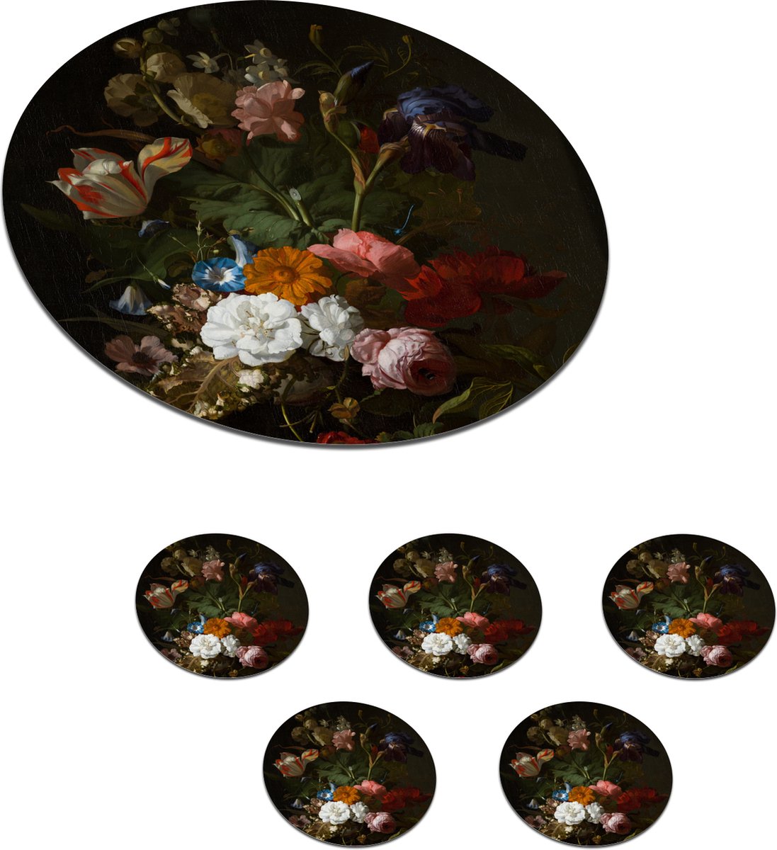 Onderzetters voor glazen - Rond - Vaas met bloemen - Schilderij van ...