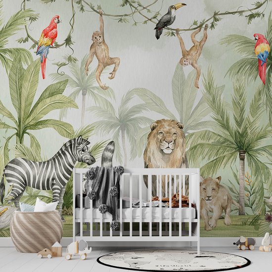 Vintage Jungle Dieren | Decoratie | Jongens behang | Kinderkamer | Dieren | Jungle | | bol.com