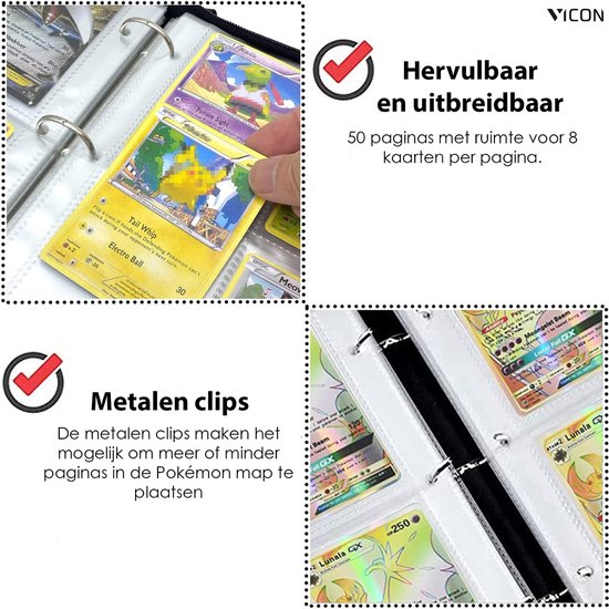 Verzamelmap geschikt voor Pokémon - 400 kaarten - Premium Kwaliteit - 4 ...