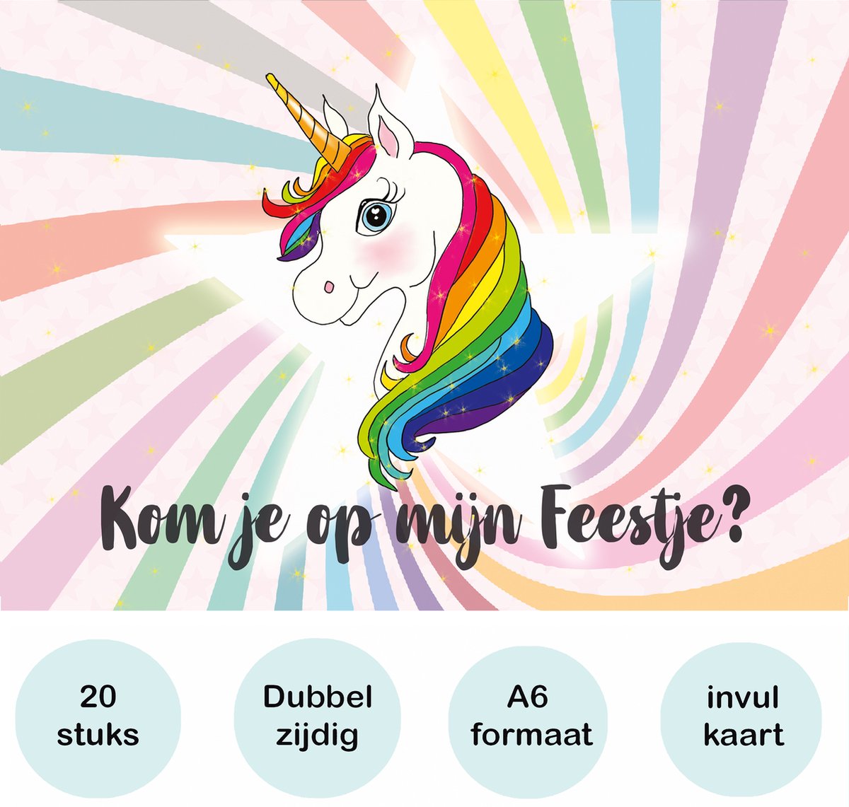 Uitnodiging kinderfeestje Unicorn - eenhoorn - 20 stuks - meisje -Pukart | bol.com