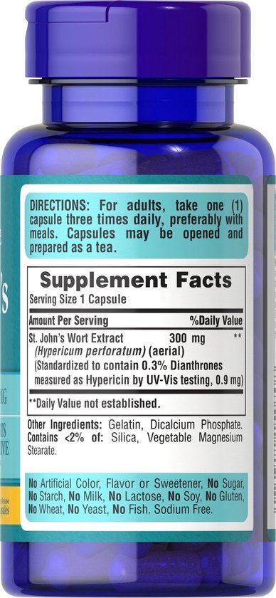 Puritan's Pride St. John's Wort Standardized Extract 300 mg | bol Puritan's Pride St. John's Wort Standardized Extract 300 mg | bol