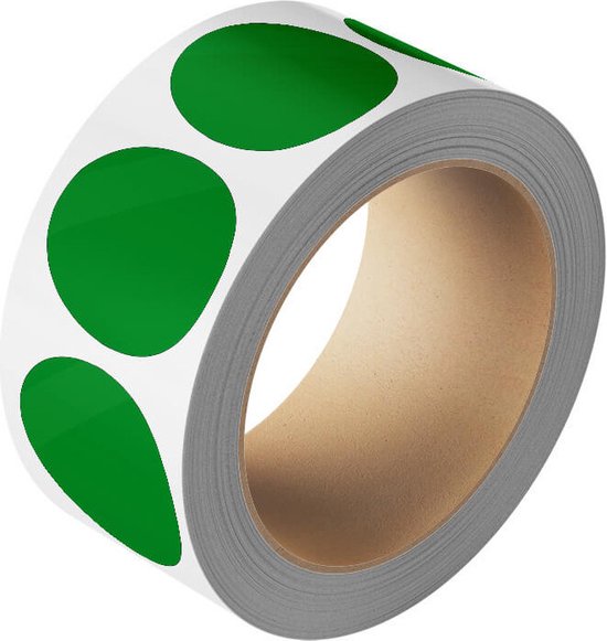 Ronde groene stickers, 25 meter op rol 75 mm - 320 per rol | bol