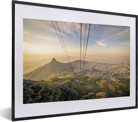 Fotolijst incl. Poster - Uitzicht vanaf de Tafelberg over Kaapstad met ...