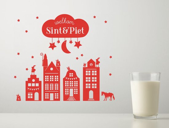 Stickerheld - Muursticker Welkom sint & piet - Woonkamer - Sinterklaas ...