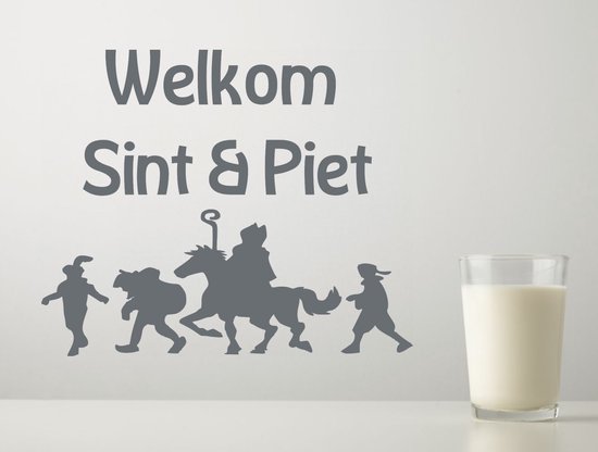 Stickerheld - Muursticker Welkom sint en piet - Woonkamer - Sinterklaas ...