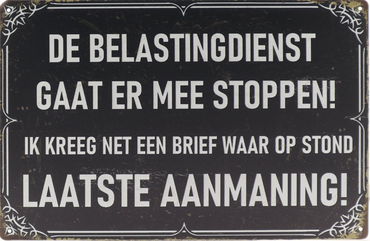 Wandbord – De belastingdienst - Humor - Grappig - Retro - Wanddecoratie ...