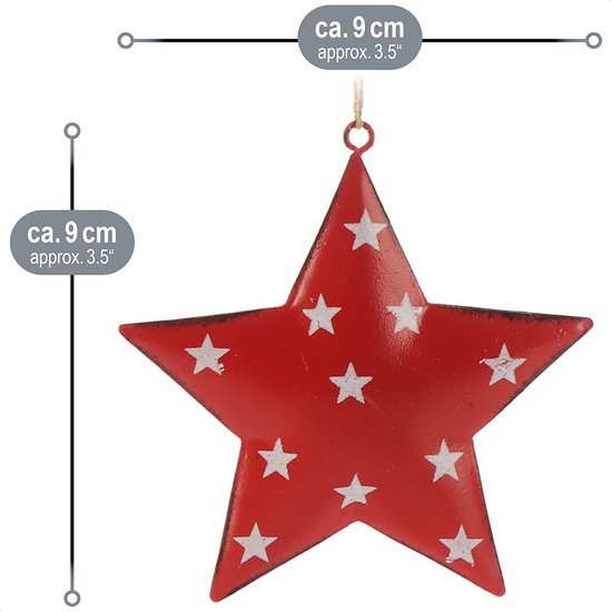 6x hangende decoraties voor kerst - kerstsymbolen van metaal om op te hangen - tinnen... | bol