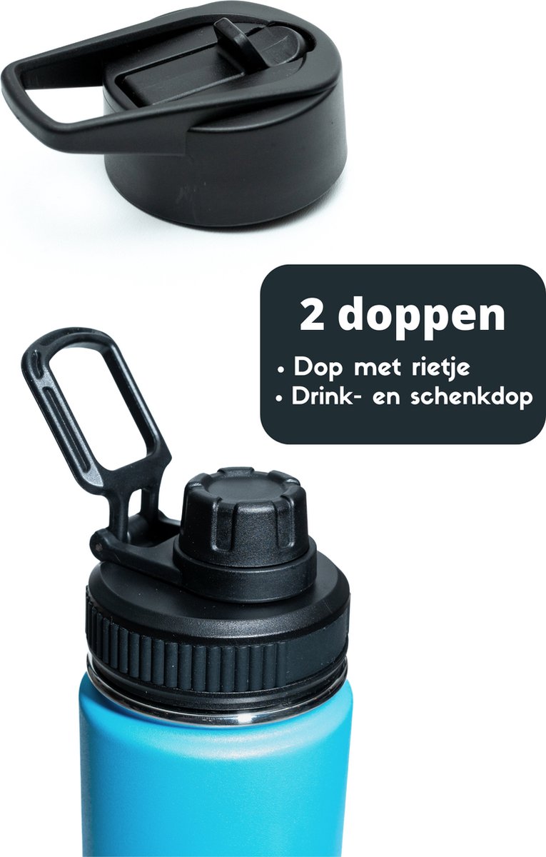 Bidon - Aqua Blue - 700 ML - Extra Dop Met Rietje & Drinktuit - Bidon ...
