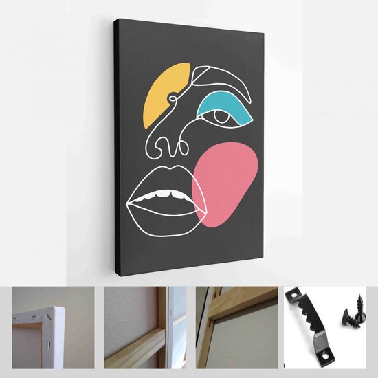 Moderne abstracte gezichten met abstracte vormen. Minimalisme concept ...