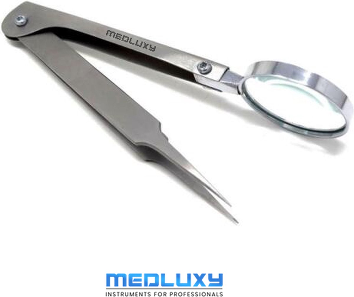 MEDLUXY - Splinterpincet met Vergrootglas (loep verstelbaar) - Recht ...