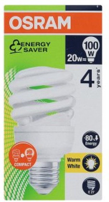 OSRAM compact 20W warm white 8000 h = 4 years | bol