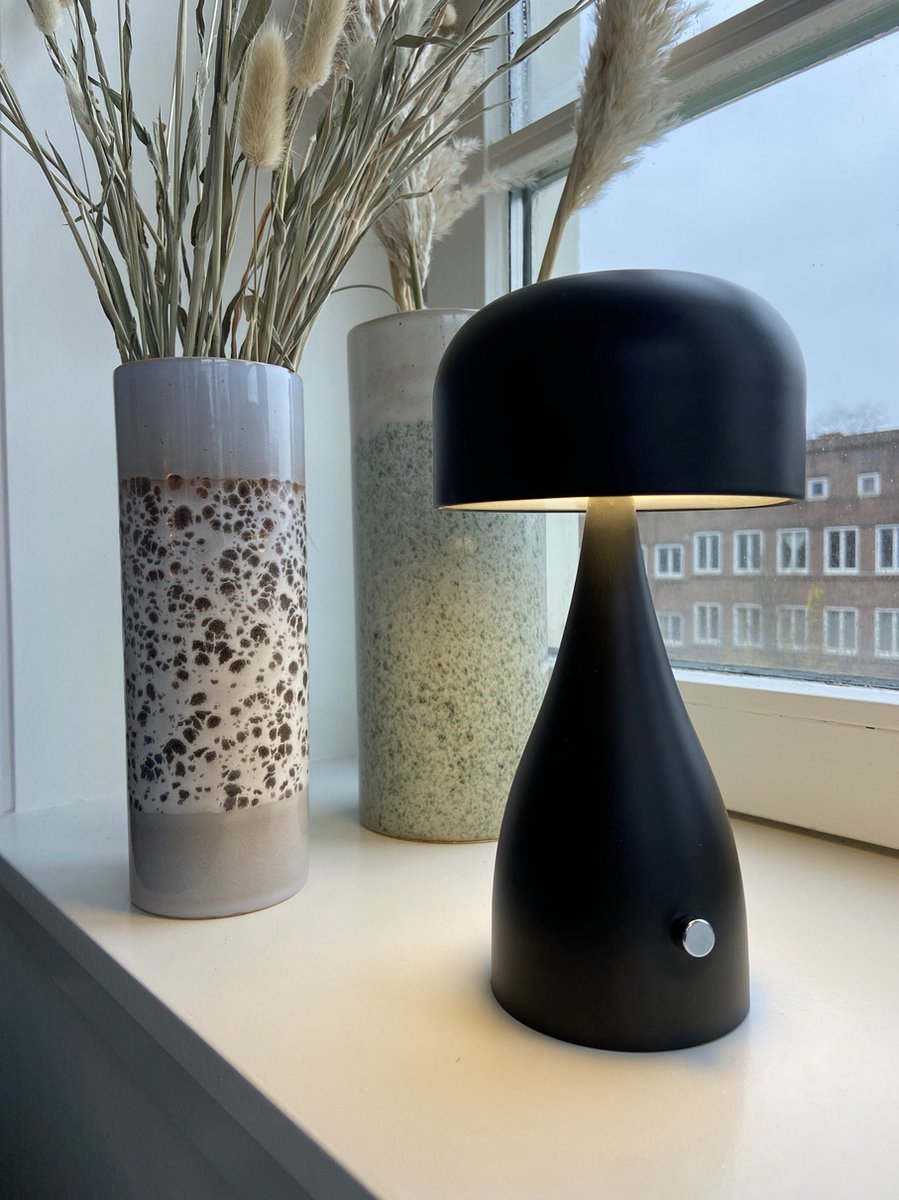 TAVELL - Tafellamp Pia – Zwart – Dimbaar, Draadloos & USB – Touch ...