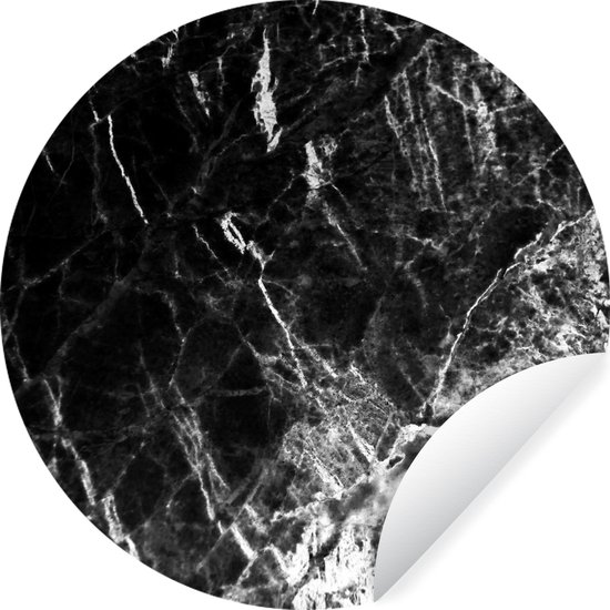 WallCircle - Muurstickers - Behangcirkel - Marmer - Zwart - Wit - Klassiek - ⌀ 140 cm... | bol