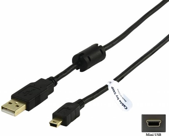 1,8 m Mini USB kabel Robuuste laadkabel. Oplaadkabel snoer past op o.a ...