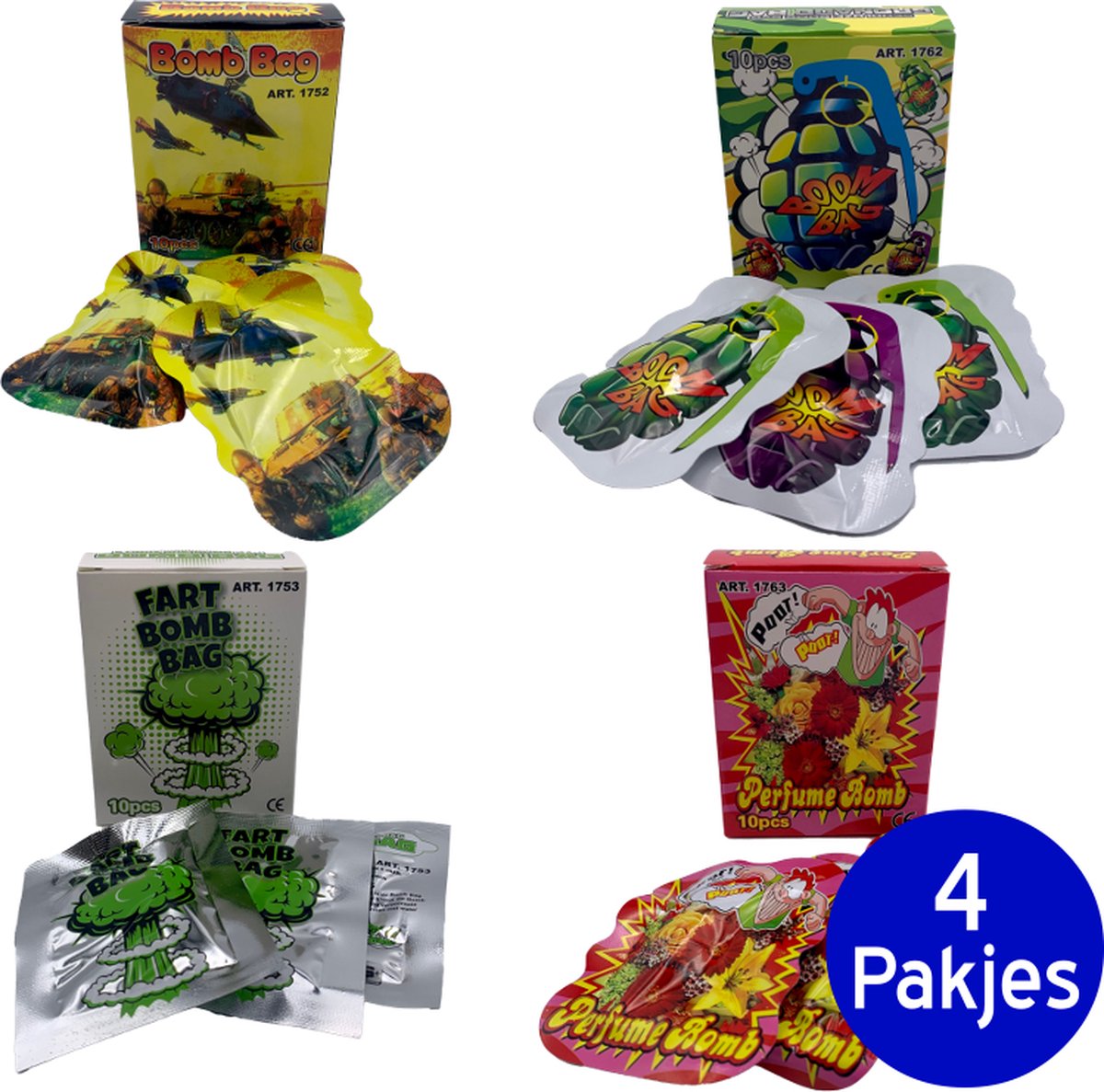 Bomb Bags 4 pakjes van elk 10 stuks knalzakjes - Stinkbommen - Parfume ...