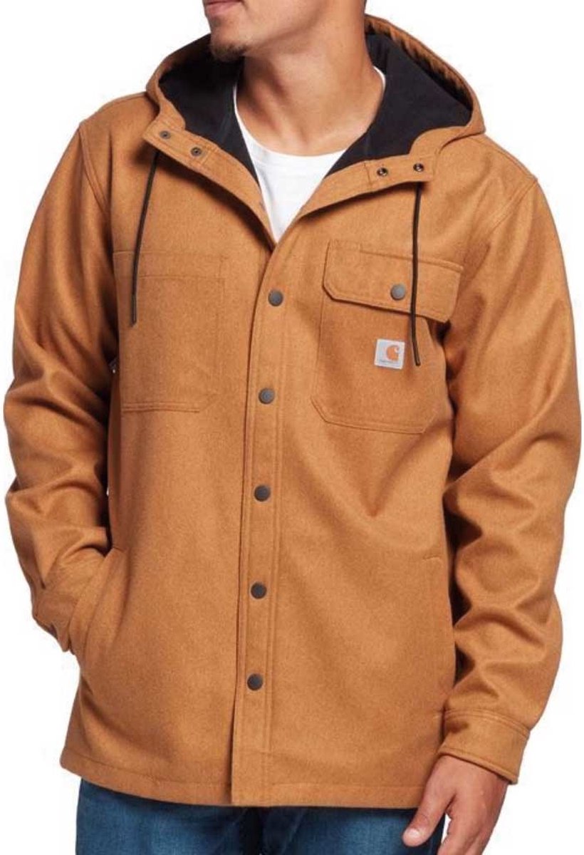 Carhartt Rain Defender Oiled Walnut Heather Hooded Shirt Jacket | bol.com