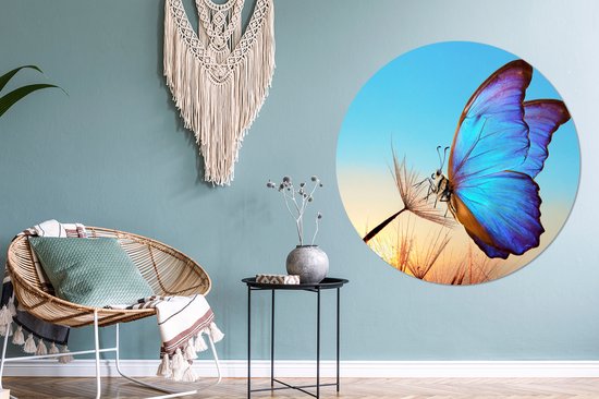 Behangcirkel - Vlinder - Bloemen - Blauw - Insect - Lucht - Zelfklevend ...