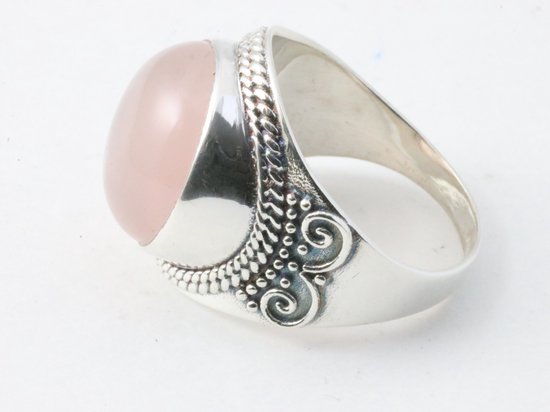 Zware bewerkte zilveren ring met rozenkwarts - maat 16.5 | bol.com