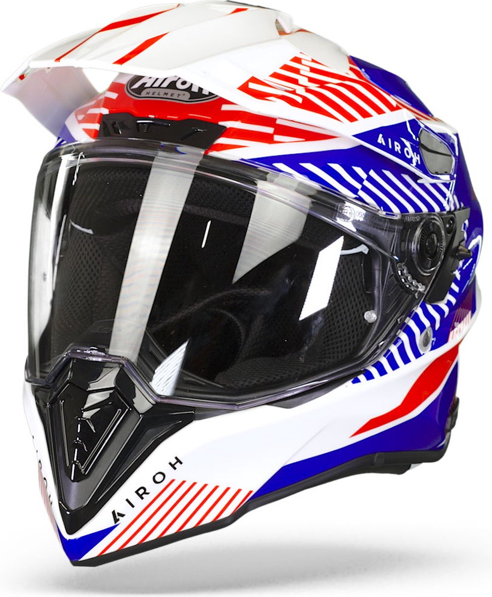 Airoh Commander Boost Wit Blauw Glanzend Adventure Helm - Maat M - Helm ...