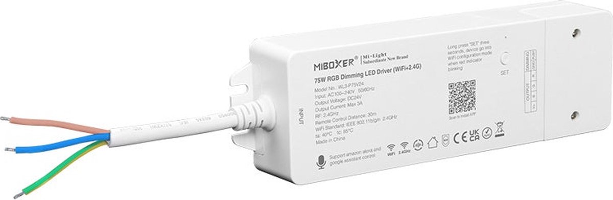 RGB 24V 75W LED controller met interne voeding (WiFi) | bol.com
