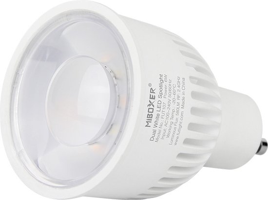 Mi-Light Mi-Boxer - (FUT107) - GU10 Dual White CCT 6W LED Spot - Warm ...