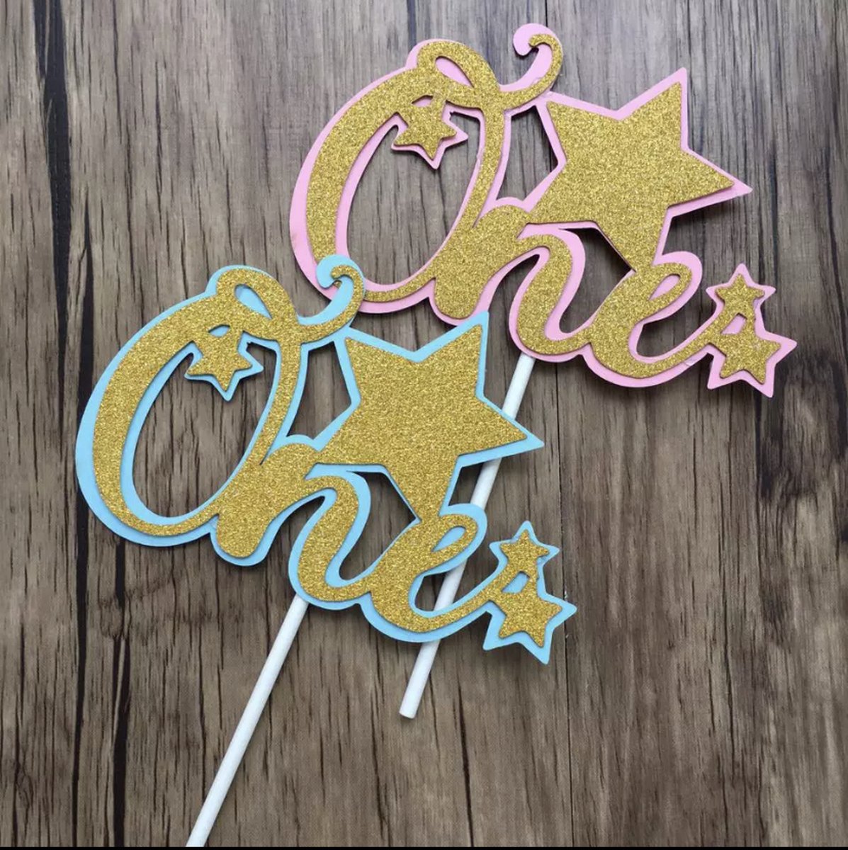 Taart Decoratie One - Taart Topper 1 jaar - Taart Versiering Roze ...