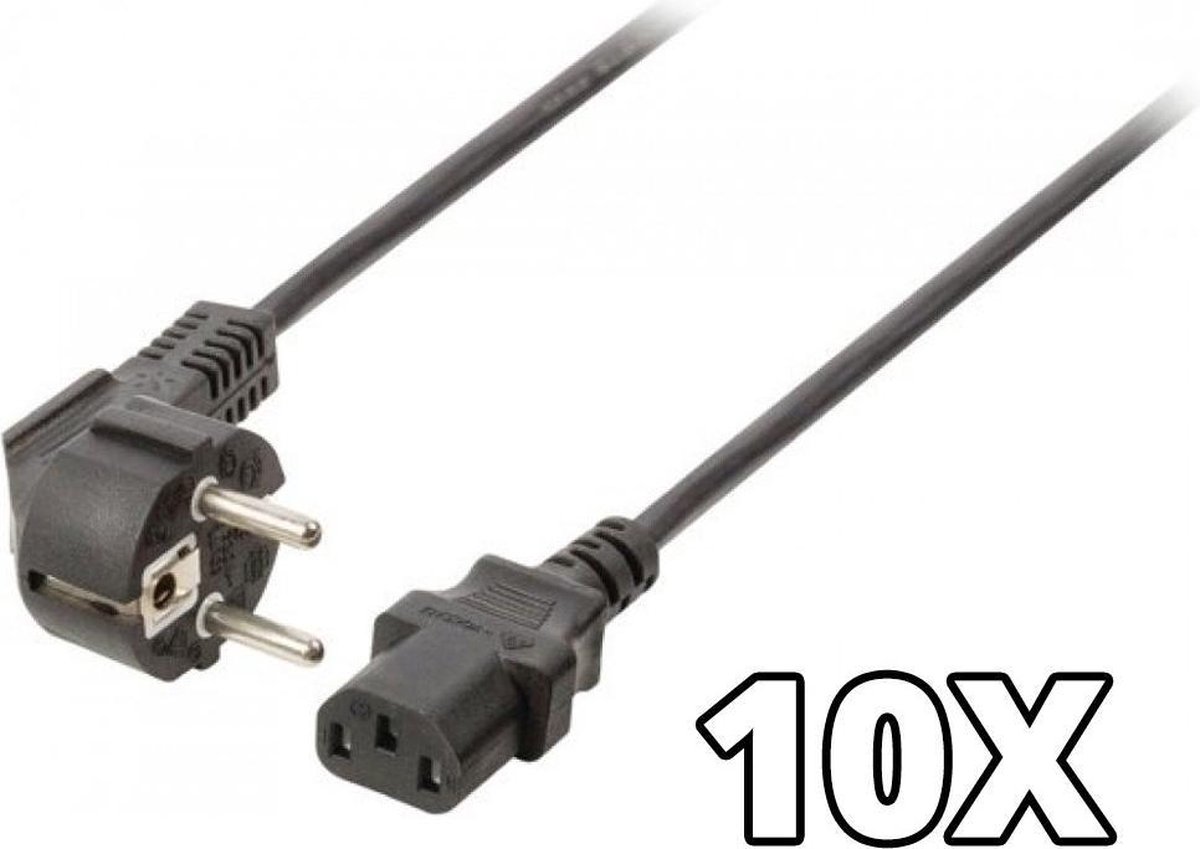 Stroomkabel - 10x Stroomkabel Schuko - IEC C13 - 1.80m - Zwart | bol