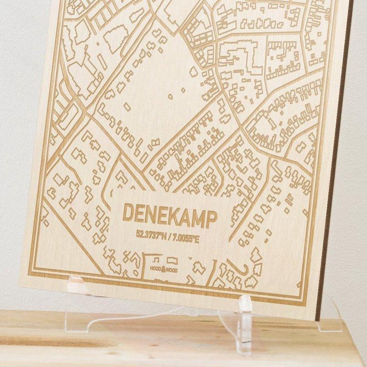 Kaart Denekamp - Gegraveerde stadskaart Hood&Wood - Hout, A4 | bol.com
