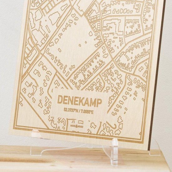 Kaart Denekamp - Gegraveerde stadskaart Hood&Wood - Hout, A4 | bol.com