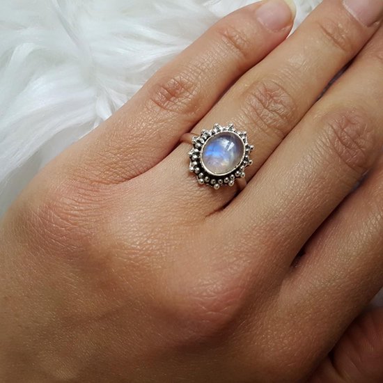 Jewelryz Cera Edelsteen Ring | 925 sterling zilver met maansteen | Maat ...
